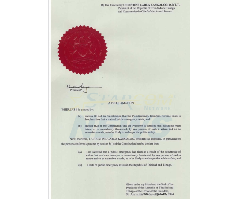State of Emergency Declared in Trinidad and Tobago - Starcom Network